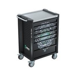 Wera 9705 Tool Rebel Werkstattwagen Stainless 1, mit Best&uuml;ckung, Werkzeugwagen schwarz/silber, 177-teilig, im exklusiven Tool Rebel Design