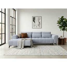 Ecksofa WERK2 "Garay, XXL-Liegefl&auml;che: elektrisch ausziehbar auf ca. 228&times;126 cm", grau, B:287cm H:64cm T:220cm, 100% Polyester, Sofas, Ecksofa, Luxus in &Uuml;bergr&ouml;&szlig;e: XXL-Liegefl&auml;che, Komfort-Ottomane & stilvolle F&uuml;&szlig;e