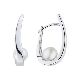 Paar Creolen Jobo "Perlen-Ohrringe 18 mm", silber 925, Ohrringe, Damen, Perlen Silber 925 (Sterlingsilber), Perlen, Silber 925 (Sterlingsilber), 925 Silber mit S&uuml;&szlig;wasser-Zuchtperlen