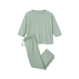 Tchibo - Pyjama - Damen - Gr. L - hellgr&uuml;n/gestreift
