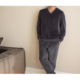 Tchibo - Nicki-Pyjama - Herren - Gr. XL - bordeaux/gestreift