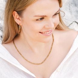 Adelia&acute;s Kette ohne Anh&auml;nger ADELIA&acute;S "Unisex Halskette &ndash; Figarokette aus Edelstahl 50 cm", gold, Halsketten, Damen, 50cm, Edelstahl, Zum Verschenken &ndash; ideal zum Muttertag