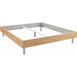 Bett wimex "Easy, gro&szlig;e Auswahl an Gr&ouml;&szlig;en und Farben, auch in Komforth&ouml;he", braun (plankeneichefarben, alufarben), H:38cm L:210cm, Betten, Bett, ohne Kopfteil, ideal unter Dachschr&auml;gen oder Fenster