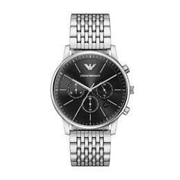 Chronograph Emporio Armani, edelstahlfarben, schwarz, Armbanduhren, Herren, Chronograph, Quarzuhr, Armbanduhr, Herrenuhr, Edelstahlarmband, analog, Tag