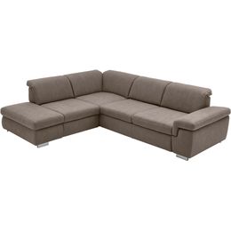 Ecksofa DIE PLANBAR "MP-IN17041 L-Form", nougat, B:320cm H:85cm T:260cm, 100% Polyester, Sofas, Ecksofa, mit Sitztiefenverstellung, optional Kopfteilverstellung & Bettfunktion