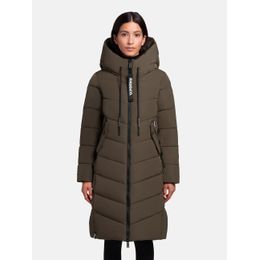 Steppmantel Khujo "Mikia2-YM", Damen, Gr. XS (34), gr&uuml;n (dunkelgr&uuml;n), Obermaterial: 100% Polyester. Innenfutter: 100% Nylon. Wattierung: 100% Polyester, figurumspielend knieumspielend, hoch geschlossener Ausschnitt, eng B&uuml;ndchen, M&auml;ntel Steppmantel, Warmer Damen Wintermantel mit hohem Kragen und Kapuze