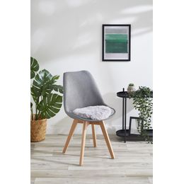 Stuhlkissen OTTO HOME "Sitzauflage Alpa, Kunstfell, 4er Set", silber (silber, felloptik unifarben), H:35cm &Oslash;:34cm, Polyester, Dekokissen_Sitzkissen_Kissenh&uuml;llen, Stuhlkissen, ungepolstert, rund, &Oslash; 34 cm, sehr weich, waschbar