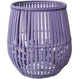Windlicht CREATIV HOME "Kerzenhalter Bambus", lila (lavendel), H:25cm &Oslash;:25cm, Glas, Kerzenhalter, Windlicht, H&ouml;he ca. 25 cm