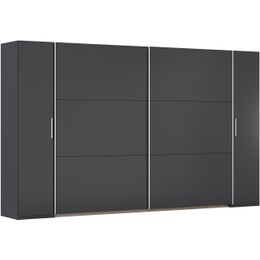 Schwebet&uuml;renschrank Rauch "Kleiderschrank Dreht&uuml;renschrank Schrank Garderobe KRONACH", grau (graumetallic, griffleisten alu), B:354cm H:210cm T:59cm, Holzwerkstoff, Schr&auml;nke, Schwebet&uuml;renschrank, mit Dreh- und Schwebet&uuml;ren und vielen Einlegeb&ouml;den MADE IN GERMANY