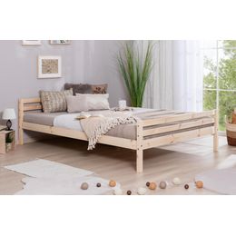 Jugendbett Ticaa, beige (kiefer massiv natur), B:146cm L:209cm, Betten, Jugendbett, Futonbett in diversen Breiten, Kiefer, mit Rollrost