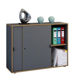 Aktenschrank Vcm "B&uuml;roschrank Aktenschrank Schiebet&uuml;ren Salia 2fach", schwarz (anthrazit), B:100cm T:37cm, Obermaterial: 100% Holz Wood., Schr&auml;nke