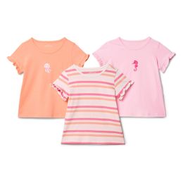 Tchibo - 3 Kinder-T-Shirts - M&auml;dchen - Gr. 122/128 - wei&szlig;