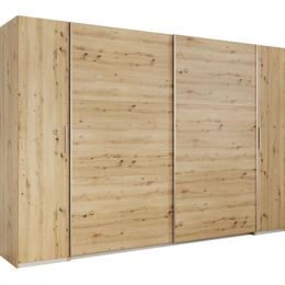 Schwebet&uuml;renschrank Rauch "Kleiderschrank Dreht&uuml;renschrank Schrank Garderobe KRONACH", braun (eiche artisan, griffleisten alu), B:311cm H:210cm T:59cm, Holzwerkstoff, Schr&auml;nke, Schwebet&uuml;renschrank, mit Dreh- und Schwebet&uuml;ren und vielen Einlegeb&ouml;den MADE IN GERMANY