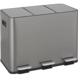 M&uuml;lleimer OTTO HOME "Garrin, mit 3 F&auml;chern, Fassungsverm&ouml;gen jeweils 15 Liter", metal grau, B:62,6cm H:48,4cm T:38,2cm, Edelstahl, M&uuml;lleimer, M&uuml;lleimer, M&uuml;lltrennsystem mit 3 separaten Innenbeh&auml;ltern und Fu&szlig;trittpedalen