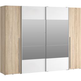 Kleiderschrank FORTE "Narago, Kombischrank, Paneele wechselbar", wei&szlig;, sonoma eiche, B:270,3cm H:210cm T:61cm, Schr&auml;nke, Kleiderschrank, Schwebet&uuml;ren in Kombination mit Dreht&uuml;ren, Made in Europe, Topseller