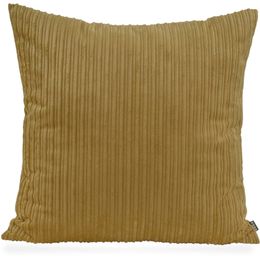 HOCK Dekokissen H.O.C.K. "Precious Cord", gelb (gelb, mais, unifarben), B:70cm H:10cm L:70cm, Polyester, Dekokissen_Sitzkissen_Kissenh&uuml;llen, leicht schimmernde unterschiedlich gro&szlig;e L&auml;ngsstreifen im Retro Style