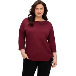 sheego Damen Oversize-Shirt mit Wordingprint weinrot Gr&ouml;&szlig;e 44/46