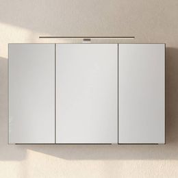 Pharao24.de Wandspiegelschrank Badschrank in Grau mit LED Beleuchtung