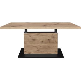 M&auml;usbacher Couchtisch M&Auml;USBACHER "Lift Couchtisch", schwarz (vulkanschwarz supermatt, viking oak, viking oak), B/H/T: 120cm x 68cm x 70cm, Tische, Couchtisch, h&ouml;henverstellbar von 49-68 cm, Breite 120 cm, Metallgestell