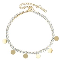 Adelia&acute;s Armband ADELIA&acute;S "Damen Armband aus Edelstahl mit Strass Steinchen 17,5+5 cm", gold, Armb&auml;nder, Damen, 22cm, Edelstahl, Armband, Sch&ouml;ne Geschenkidee zum Geburtstag