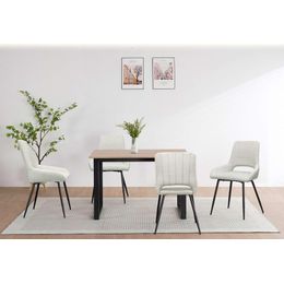 Esszimmerstuhl OTTO HOME "Derrek", creme, schwarz, creme, B:56cm H:87cm T:58cm, 100% Polyester, St&uuml;hle, Esszimmerstuhl, im 2 er Set mit gepolsterter R&uuml;ckenlehne