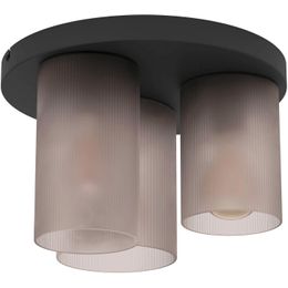 Eglo Deckenleuchte "Colomera Deckenlampe, Wohnzimmerlampe, Metall und Glas, E27, Lampe", schwarz, 3, &Oslash; 35cm H: 24cm, 1 Stk., Leuchten, Wand-/Deckenleuchte - H24 x &Oslash;35 cm - schwarz - 3X40W exkl., Deckenleuchte