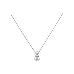 Kette mit Anh&auml;nger Jobo "Anker mit 5 Zirkonia", silber 925, Halsketten, Damen, Silber 925 (Sterlingsilber), L: 45, 925 Silber bicolor vergoldet 45 cm