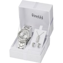 Quarzuhr Firetti "Lumina", silber (silberfarben), Armbanduhren, Damen, Quarzuhr, Armbanduhr, Damenuhr, Glitzersteine, Geschenkset