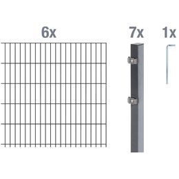 Doppelstabmattenzaun Alberts "Grundset", grau (anthrazit), H:100cm, Stahl, Zaunelemente, H&ouml;he: 80-200 cm, Gesamtl&auml;nge: 4-30 m, zum Einbetonieren