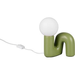 REALITY LEUCHTEN Tischleuchte "QUINN, Keramik Tischlampe m. Glasschirm, ohne Leuchtmittel 1xG9 max5W", gr&uuml;n, 1, H: 21,5cm, 1 Stk., Leuchten, Design Nachttischlampe, Schreibtischlampe H&ouml;he 22cm, Glas Lampenschirm, Tischleuchte