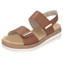 Keilsandalette Remonte, Damen, Gr. 41, braun, Leder, unifarben, Schuhe, Riemchensandale, Bequemschuh mit Schmuckelementen