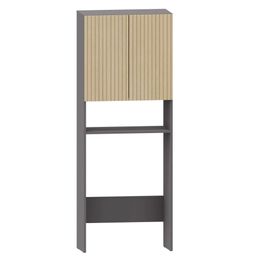 Waschmaschinenumbauschrank Home Affaire "Wisla", schwarz (anthrazit, eiche struktur), B:68cm H:180cm T:35cm, Holzwerkstoff, Schr&auml;nke, mit 2 T&uuml;ren, Breite 68 cm, H&ouml;he 180 cm