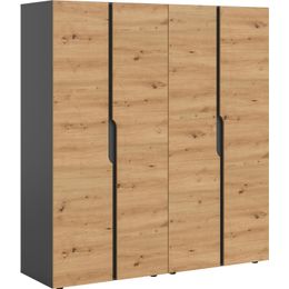Kleiderschrank Home Affaire "BJ&Ouml;RNEBORG, Schlafzimmerschrank, Garderobe, Schrank", braun (anthrazit, artisan eiche nb), B:160cm H:180cm T:51cm, FSC-zertifizierter Holzwerkstoff, Schr&auml;nke, Kleiderschrank, 2 Schr&auml;nke, je 80 cm breit, 2 Kleiderstange, 4 B&ouml;den