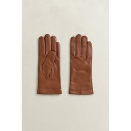 Lederhandschuhe Gant "CASHMERE LINED LEATHER GLOVES", Herren, Gr. M, braun (cognac), Web, Lammleder, unifarben, Handschuhe, Regular fit