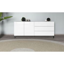 borchardt M&ouml;bel Sideboard BORCHARDT M&Ouml;BEL "Sophia, Grifflos mit schwarzen Metallf&uuml;&szlig;en", wei&szlig; (wei&szlig; matt), B:152cm H:62cm T:35cm, Spanplatte, Sideboards, Sideboard, 152 oder 190cm, viel Stauraum, grifflos, praktisch, mehrere Gr&ouml;&szlig;en