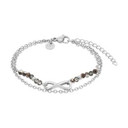 Armband Tom Tailor "Schmuck Geschenk Edelstahl Infinity Unendlichkeitsschleife", edelstahlfarben, silberfarben, braun, silberfarben, braun, Armb&auml;nder, Damen, 20cm, Edelstahl, Armband, mit Glassteine