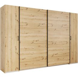 Schwebet&uuml;renschrank Rauch "Kleiderschrank Dreht&uuml;renschrank Schrank Garderobe KRONACH", braun (eiche artisan, griffleisten graumetallic), B:311cm H:210cm T:59cm, Holzwerkstoff, Schr&auml;nke, Schwebet&uuml;renschrank, mit Dreh- und Schwebet&uuml;ren und vielen Einlegeb&ouml;den MADE IN GERMANY