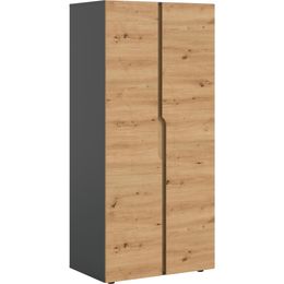Kleiderschrank Home Affaire "BJ&Ouml;RNEBORG, Schlafzimmerschrank, Garderobe, Schrank", braun (anthrazit, artisan eiche nb), B:80cm H:180cm T:51cm, FSC-zertifizierter Holzwerkstoff, Schr&auml;nke, Kleiderschrank, Breite 80cm, Kleiderstange, 2 B&ouml;den