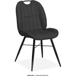 Esszimmerstuhl OMG DESIGN "Shelton", anthrazit, schwarz, anthrazit, B:52,5cm H:91,5cm T:65cm, Polyester, St&uuml;hle, Esszimmerstuhl, Esszimmerstuhl, pflegeleichter Bezug, mit Handgriff