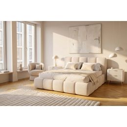 Polsterbett Home Affaire "MERLINDA in der Breite 180cm, inkl. Lattenrost und Bettkasten", cream, B:209cm H:104cm L:229cm, Betten, Polsterbett, gepolstertes Kopfteil und Rahmen, Bezug im Chenillecharakter