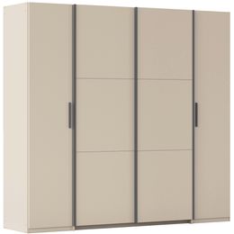 Schwebet&uuml;renschrank Rauch "Kleiderschrank Dreht&uuml;renschrank Schrank Garderobe KRONACH", champagner, griffleisten graumetallic, B:225cm H:210cm T:59cm, Holzwerkstoff, Schr&auml;nke, Schwebet&uuml;renschrank, mit Dreh- und Schwebet&uuml;ren und vielen Einlegeb&ouml;den MADE IN GERMANY
