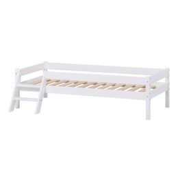 Jugendbett Home Affaire "ECO One", wei&szlig;, B:98cm H:46,5cm L:166cm, Bett: Massive Nordische Kiefer, Betten, Jugendbett, Kinderbett mit Rausfallschutz und Leiter, 3 Farben/Matratze w&auml;hlbar