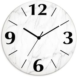 Wanduhr Artland "Wei&szlig;e Marmor Textur", wei&szlig;, B:30cm H:30cm T:1,8cm, Wanduhren, Wanduhr, wahlweise mit Quarz- oder Funkuhrwerk, lautlos ohne Tickger&auml;usche