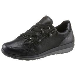 Sneaker Ara "OSAKA", Damen, Gr. 6 (39), grau (schwarz, anthrazit), Glattleder, Lackleder, Schuhe Sneaker, Schaftrandpolsterung, G-Weite, Freizeitschuh, Halbschuh, Schn&uuml;rschuh