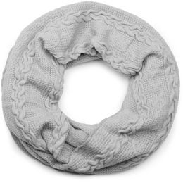 Strickschal styleBREAKER "Feinstrick Loop mit Zopfmuster", Damen, grau (hellgrau), Obermaterial: 50% Viskose CV. 50% Polyester PES., Modisch, Modet&uuml;cher