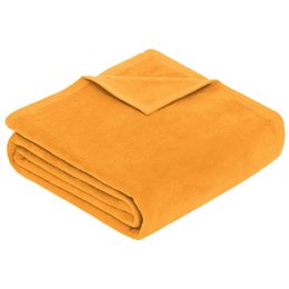 Wohndecke Ibena "Luxus", gelb (gelbgold), B:150cm L:200cm, Baumwolle, Kunstfaser, Wohndecken, Wohndecke, verschiedene Gr&ouml;&szlig;en, uni, Kuscheldecke, Premium, made in Europe