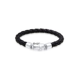 Armband Kuzzoi "Herren Lederarmband Kastenverschluss 925 Silber" Gr. 21, silber, Armb&auml;nder, Herren, 21cm, ohne Stein, Silber 925 (Sterlingsilber), Armband