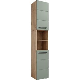 Hochschrank BASIC BY BALCULINA "Rom BxHxT 34x190x31 cm", schilfgr&uuml;n, viking oak, B:34cm H:190cm T:31cm, Schr&auml;nke, Hochschrank, Breite 34cm, Kunststoffgriffe, Made in Europa