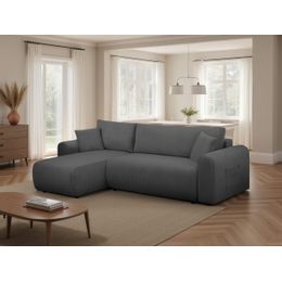 Ecksofa OTTO HOME "JONAA L-Form, 241cm - OTTO. Verl&auml;ssliche Qualit&auml;t.", anthrazit, B:241cm H:79cm T:52cm, Sofas, Ecksofa, Schlaffunktion(133/200), Bettkasten, Cord, Struktur, Unser Tiefpreis