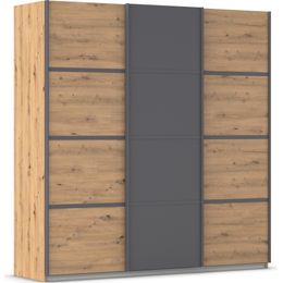 Kleiderschrank Rauch "Schwebet&uuml;renschrank Garderobe Schrank TOP ANGEBOT Avola", grau (eiche artisan, graumetallic, leisten graumetallic), B:203cm H:229cm T:62cm, Holzwerkstoff, Schr&auml;nke, Kleiderschrank, mit eleganten Zierleisten in Chrom, Schwarz oder Wei&szlig; MADE IN GERMANY